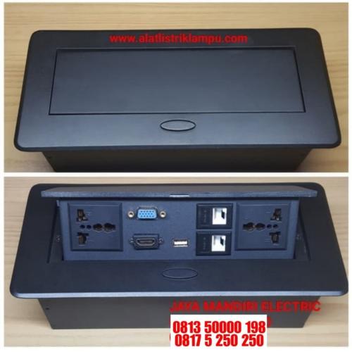 Jual stop kontak meja flip up table socket 2 stopkontak 2 data hdmi usb ...