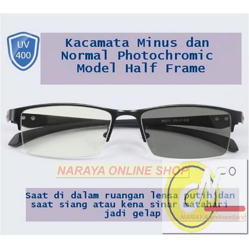 Promo Kacamata model Half Frame Untuk mata Normal dan Minus Lensa ...
