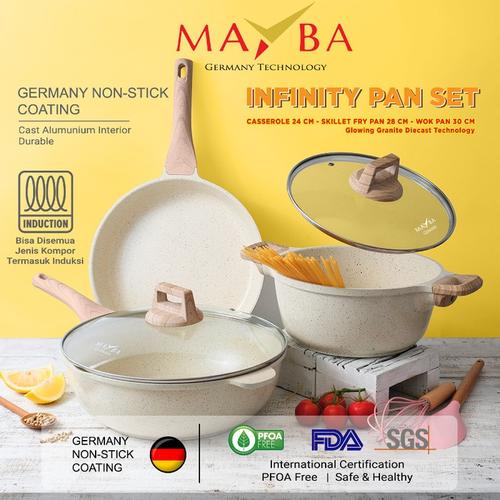 Promo PANCI SET GERMAN 3PC Mayba Infinity Wok 30CM-FRY CASSEROLE PAN ...
