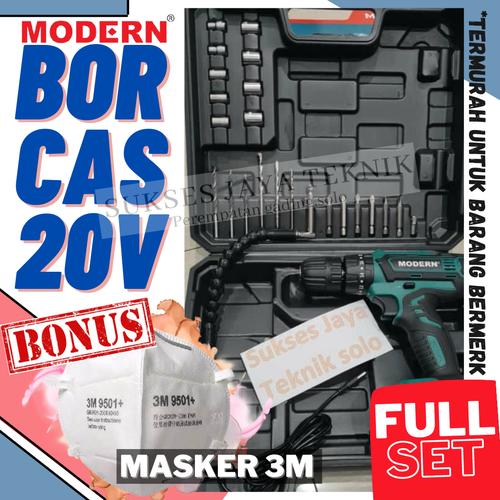 Jual Mesin bor cas beton 20V tembok SET KOMPLIT cordless drill - Kota ...