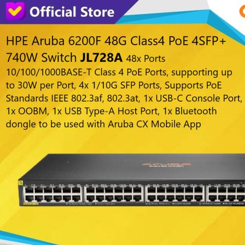 Jual Switch HPE JL728A Aruba 6200F 48G Class4 PoE 4SFP+ 740W Switch ...