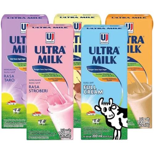 Jual ecer susu ultra milk 200 ml strawberry coklat taro caramel full ...