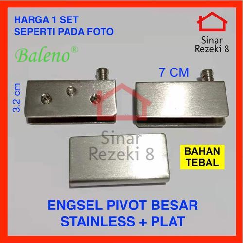 Jual Engsel Kaca Jepit BESAR + Plat / Stainless Pivot Lemari Pintu Kaca ...
