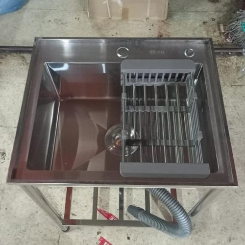 Jual KITCHEN SINK 6045 STAINLESS+KAKI/MEJA BAK CUCI PIRING PORTABLE ...