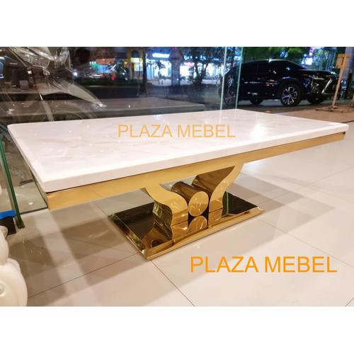 Jual Meja Tamu Marmer Granit Putih Import Stenlis Gold H69 - Kota ...