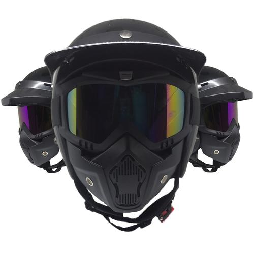 Promo Helm Bogo Retro Goggle Mask Goggle Masker - Hitam Doff, Gold/Emas ...