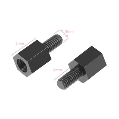 Jual Black Nylon Spacer M3x5+6 Screw plastik M3 pilar 5mm PCB baud ...