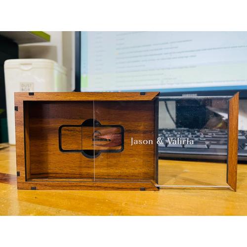 Jual Wooden Box 12x8 cm + flashdisk 16gb 2.0 custom design logo ...