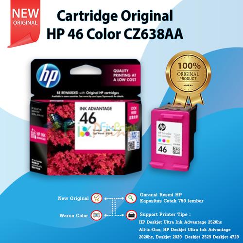 Jual Cartridge Tinta HP 46 Color Original CZ638AA Printer 2029 2529 ...