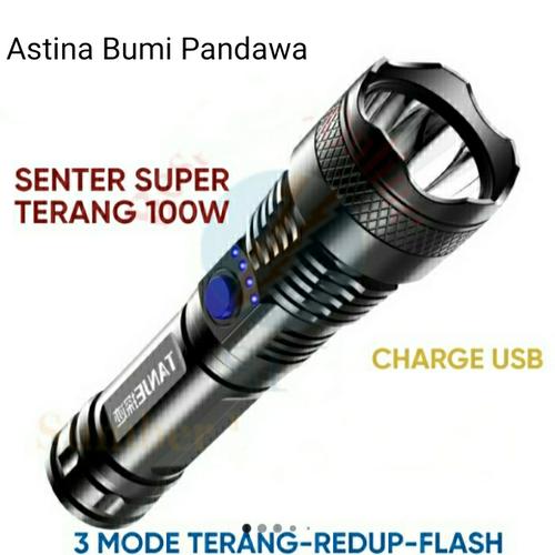 Jual SENTER LED 100W SUPER TERANG RECHARGEABLE/ SENTER CAS USB ...