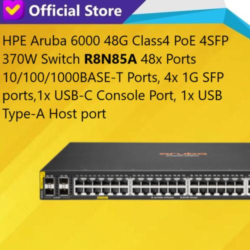 Jual Switch HPE R8N85A Aruba 6000 48G Class4 PoE 4SFP 370W Switch ...