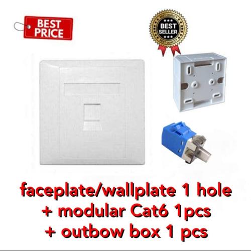 Jual Faceplate/Wallplate UTP/RJ45/ LAN 1 Port/Hole + Modular Cat 6 ...