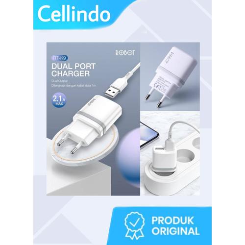 Jual ROBOT RT-K9 Adaptor + Cable 12W Dual Port USB 2.1A Micro Data ...
