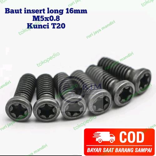 Jual Baut insert long 16mm M5x0.8 Kunci T20 cocok utk holder bubut ...