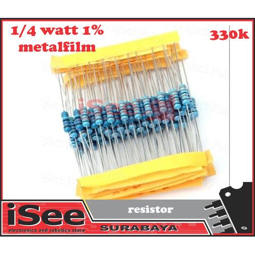 Jual 10 pcs Resistor 330k 330 kilo Ohm 1/4 watt 0.25 metal film 1% ...