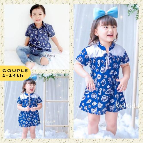 Jual Batik Couple Anak Batik Anak Couple Kakak Adik Baju Warna Navy Biru - dress 5-6 th - Kab ...