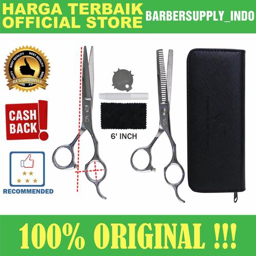 Jual GUNTING POTONG RAMBUT SET BARBER SALON STAINLESS CHOME V&G 6 INCH ...