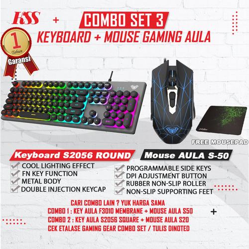 Jual Combo AULA GAMING Keyboard S2056 Round / Bulet dan Mouse AULA S50 ...
