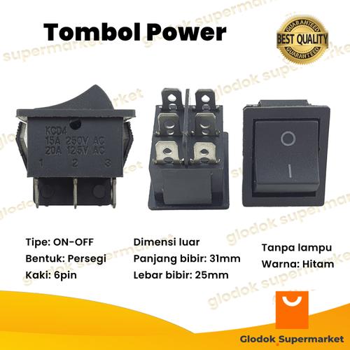 Jual Saklar Besar 6 pin On Off Tombol Rocker 2 Posisi KCD4 Power Switch ...