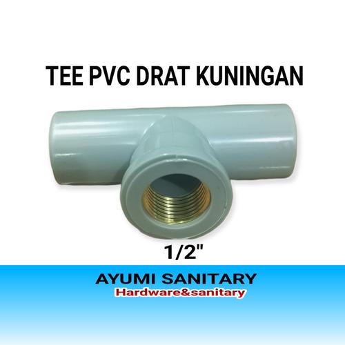 Jual Sambungan instalasi KRAN AIR TEE PVC DRAT KUNINGAN UK 1/2" - KNIE ...
