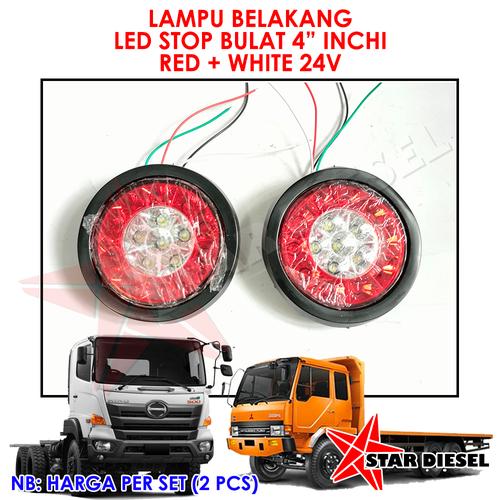 Jual LED STOP BULAT MERAH PUTIH 24V 4 INCHI LAMPU BELAKANG MITSUBIHI ...