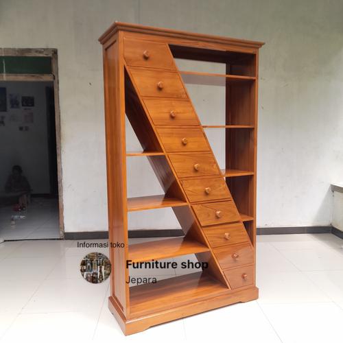 Jual rak buku laci kayu jati lemari rak - Kab. Jepara - indojatizen ...