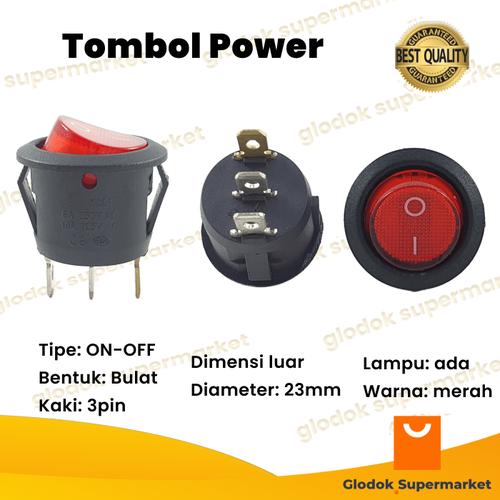 Jual Saklar 3 pin On Off Bulat Tombol Rocker Lampu 2 Posisi KCD1 Power ...