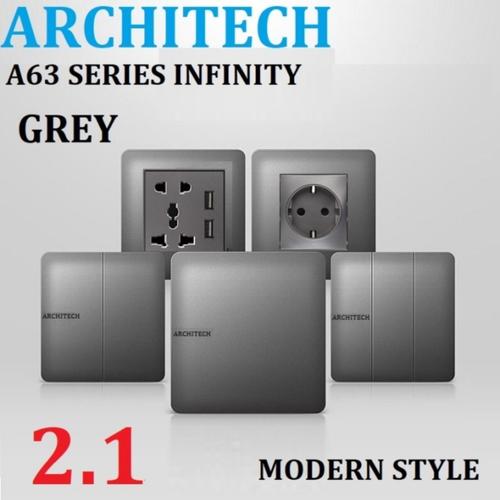 Jual Saklar Architech Gray Infinity Series Stop Kontak Dark Silver - 1Gang 1Arah - Kota Surabaya ...