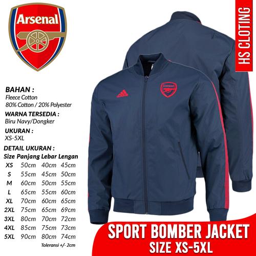 Jual Jaket Bomber Adidas Arsenal FC Ukuran S M L XL XXL katun Fleece Adem - XS - Kab. Blitar ...