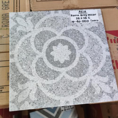 Jual Keramik Lantai Kamar Mandi Asia Roma Grey Decor 25x25 kw3 - Kab ...