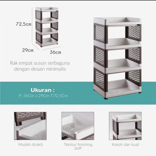 Jual Rak Susun Serbaguna Ada Roda / Rak Plastik 4 Susun - Random - Kota ...