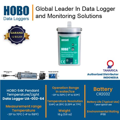 Jual Data Logger Suhu dan Cahaya Air HOBO Pendant Temp/Light, 64K UA ...
