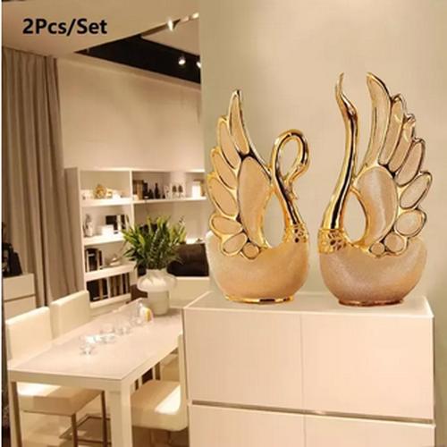 Jual Patung Angsa Emaa Bahan Keramik / Kerajinan Hewan Porselen ...