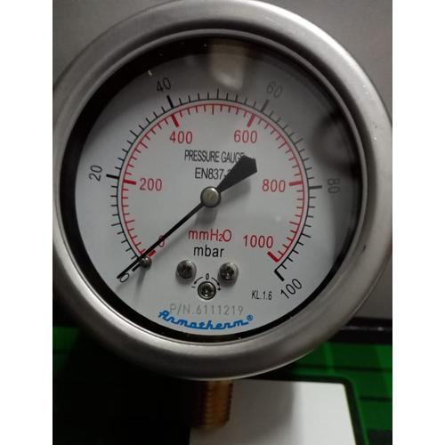 Jual Pressure gauge ARMATHERM 2,5" body SS 0-100 mbar 0-1000 mmH2O ...