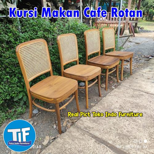 Jual Kursi Rotan Minimalis, Kursi Makan Cafe Kayu Jati Anyaman Rotan ...