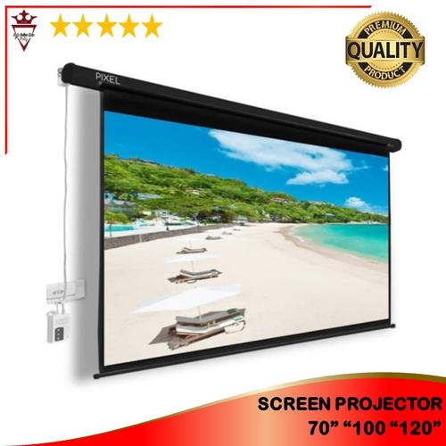 Jual Layar Proyektor Projector Motorized 70", 100" Dan 120" Remote ...