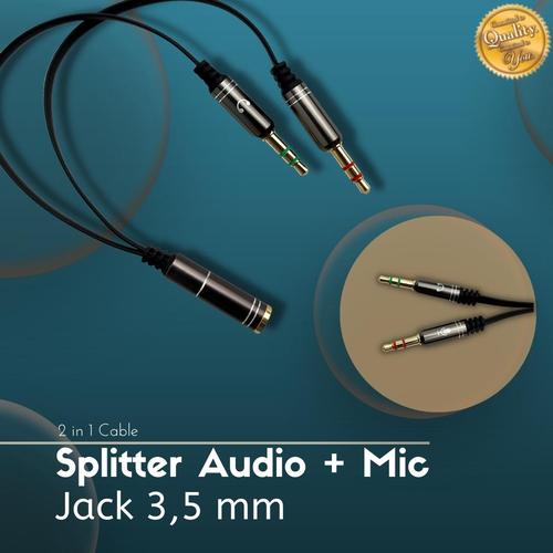 Jual Splitter Audio + Mic TRRS Male 3.5mm Jack Earphone Stereo 2in1 ...