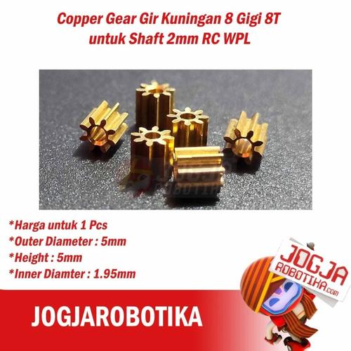 Jual Gear Gir Kuningan 8 Gigi 8T untuk Shaft 2mm RC WPL Motor DC Tamiya ...