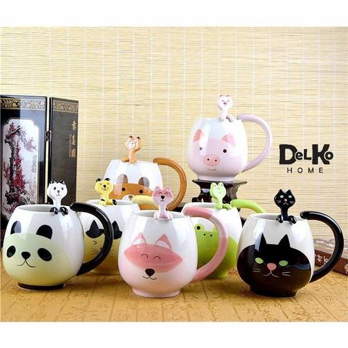 Jual umami animal mug with spoon / mug tema binatang lucu dan sendok ...