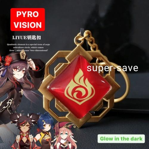 Promo Vision Liyue Genshin Impact Gantungan kunci Metal GLOW in dark ...