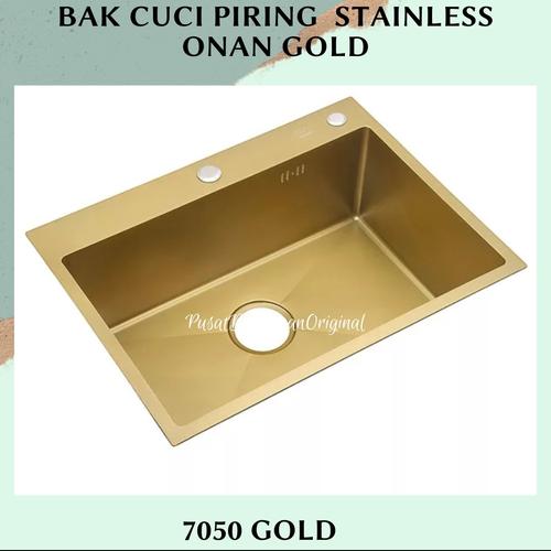Jual BAK CUCI PIRING KITCHEN SINK STAINLESS 7050 GOLD EMAS ONAN ASLI ...