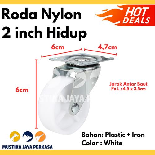 Jual Roda Nylon Hidup 2 Inch/ Roda Nilon 2" / Roda Etalase Hidup ...