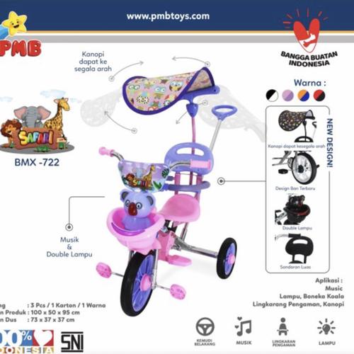 Jual Sepeda anak rodatiga tricycle pmb safari 722 tudung - Jakarta ...
