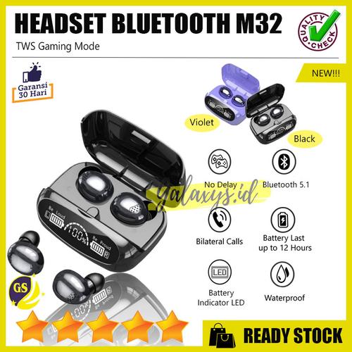Jual Earphone Bluetooth Gaming Mode Wireless Headset M32 TWS Touch V 5. ...