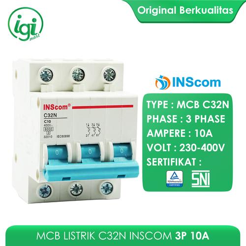 Jual MCB LISTRIK INSCOM C32N 3P 10A / MINI CIRCUIT BREAKER 3 POLE 3 PHASE - Kota Surabaya - Igi ...