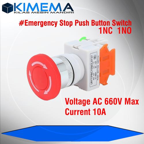 Jual Tombol Emergency Stop Push Button Switch Saklar Darurat 10A - Kab ...