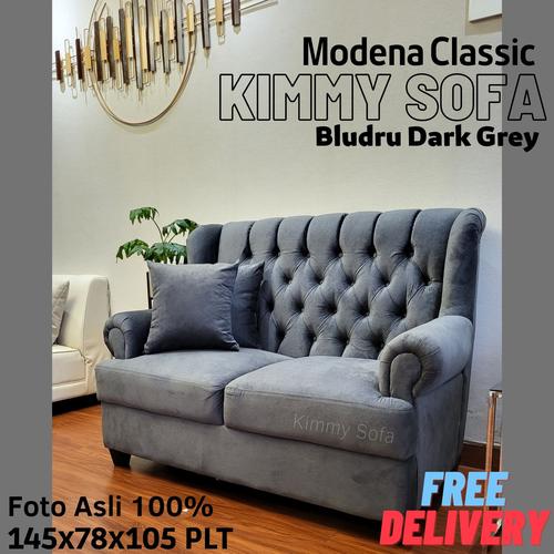 Jual Kimmy sofa Modena Classic + Stools puff kaki retro - Grey Foxi, 3Seat - Kota Bekasi - Kimmy ...