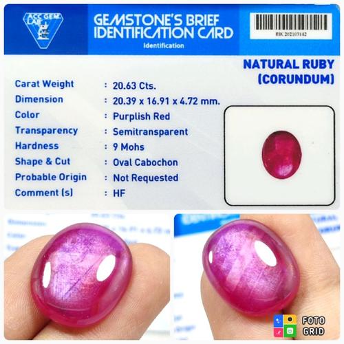 Jual batu ruby asli natural lengkap dengan sertifikat lab memo ...