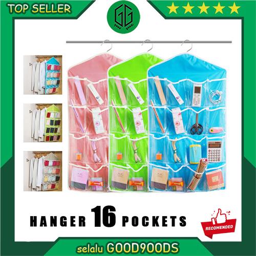 Jual good9oods storage pouch gantung 16 saku hanger lemari - Blue - Kab ...