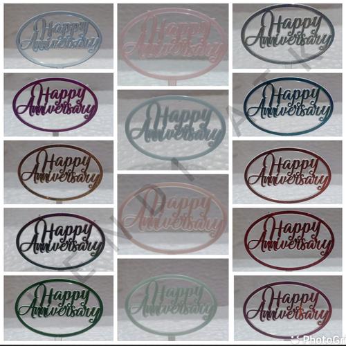 Jual CAKE TOPPER size MINI tulisan "HAPPY ANNIVERSARY" (SATUAN) "KTi216 ...